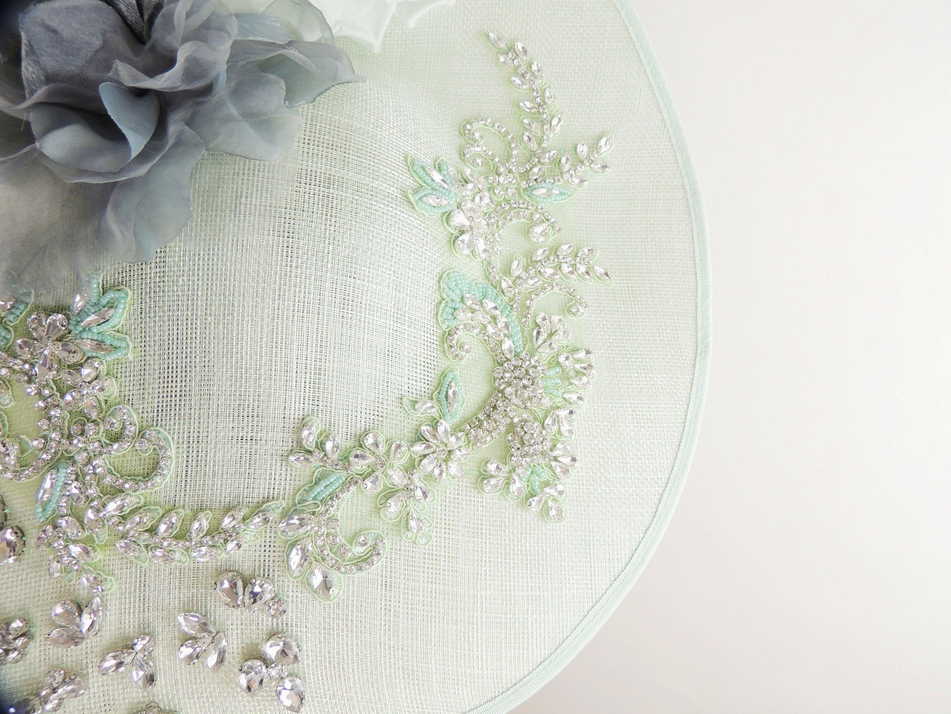 Kat Bespoke Jeweled Crystal Large Saucer Fascinator Hat – Hats By Cressida